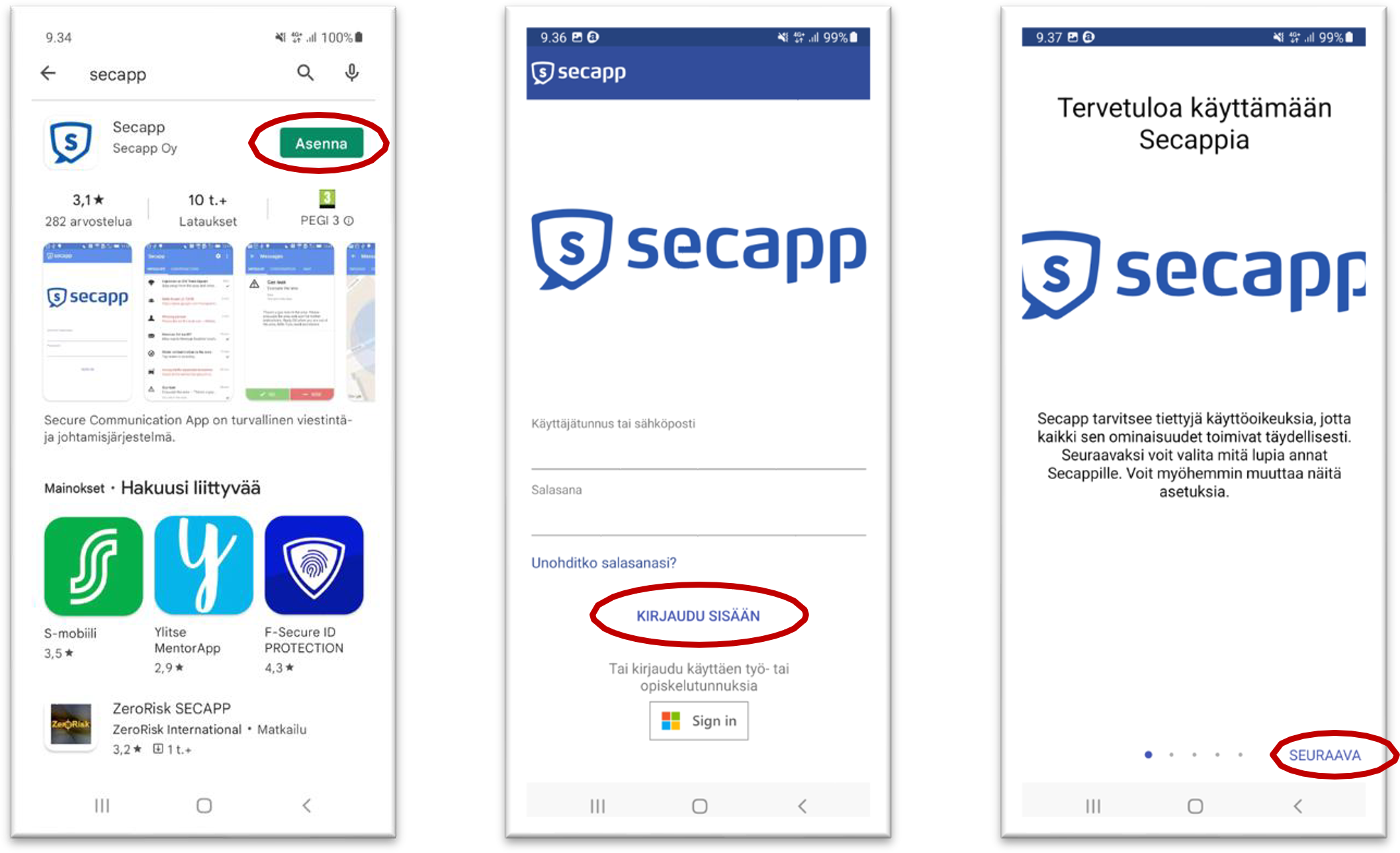 Secappin asentaminen Android-laitteelle - Secapp